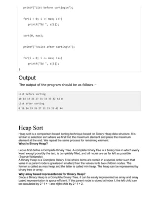 Heap, quick and merge sort | PDF