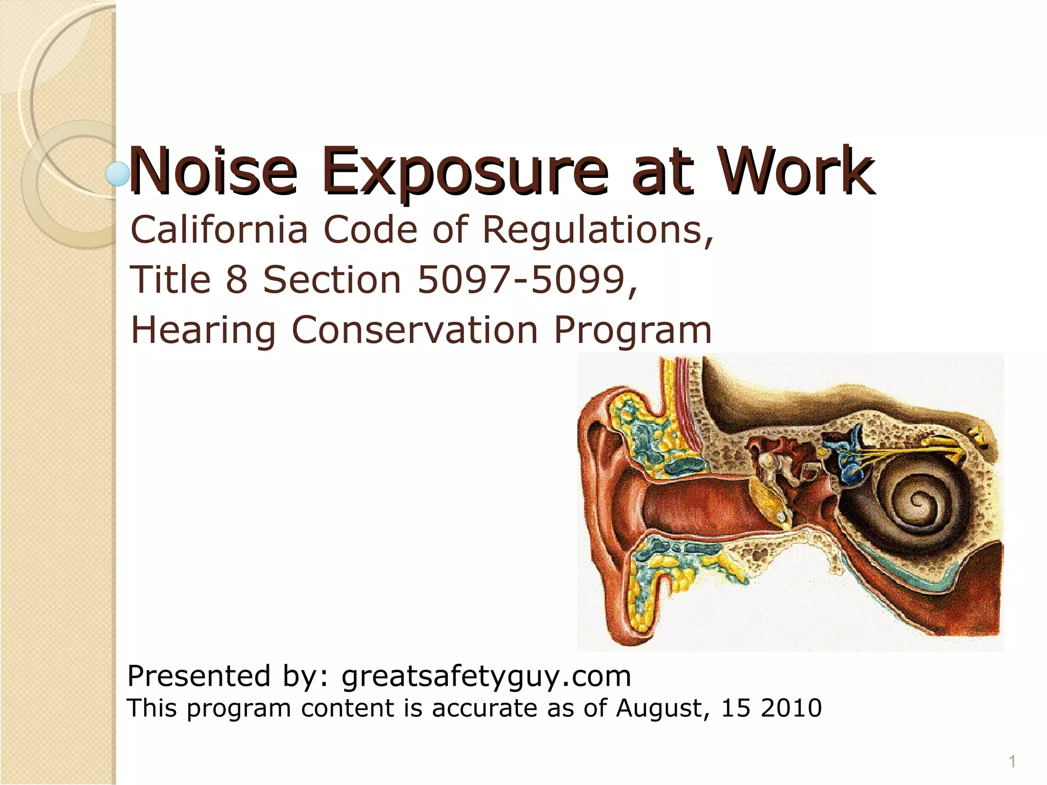 Hearing conservation 2010 | PPT