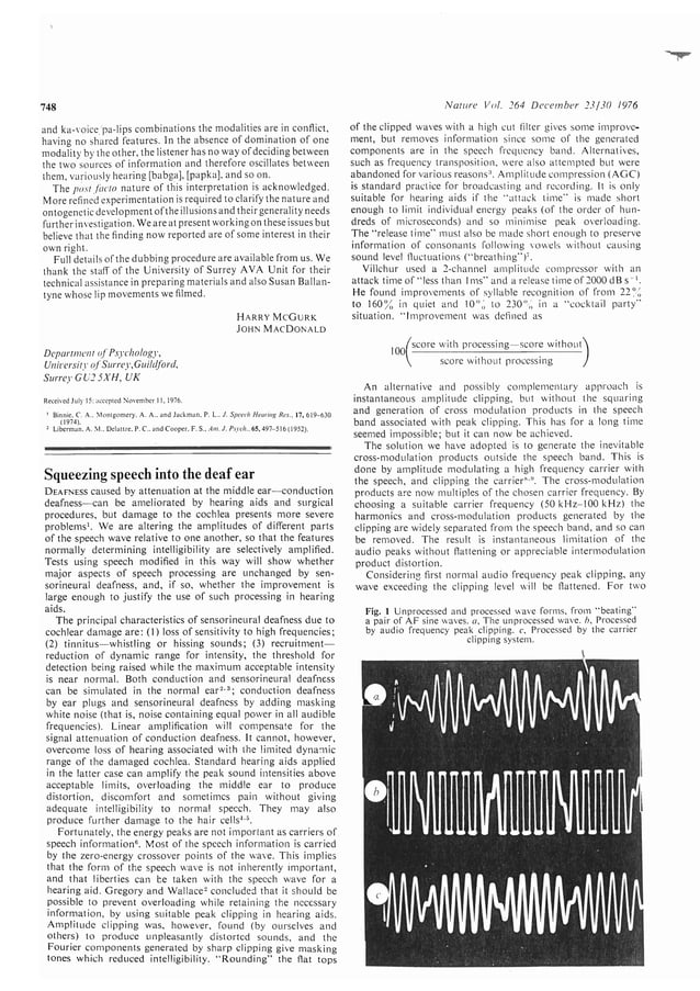 Hearing lips and seeing voices | PDF