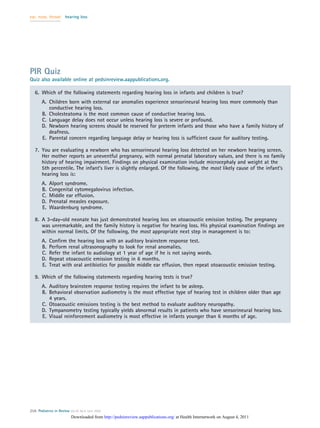 Hearing loss. pediatrics in review 2009 | PDF