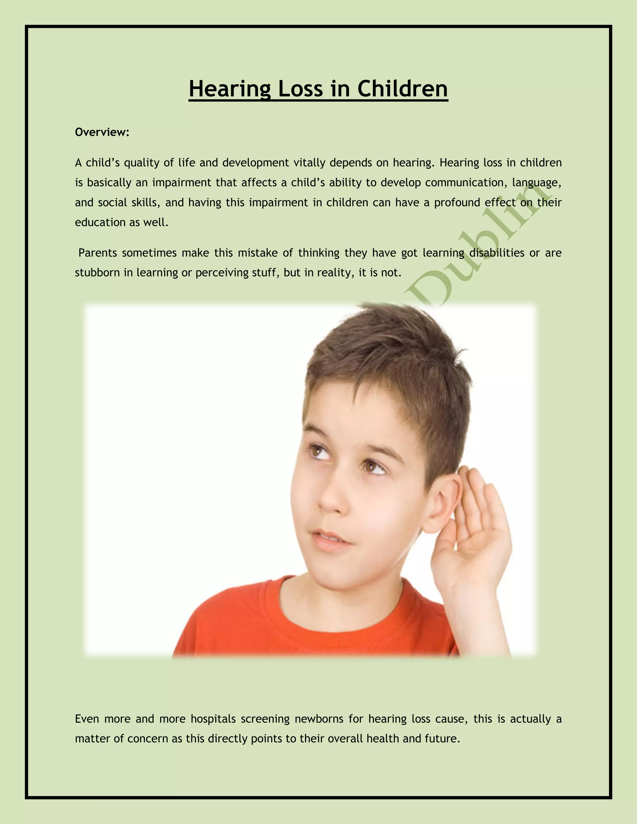 Hearing loss children | PDF