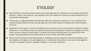 hearing loss pathophysiology II for nurses | PPTX