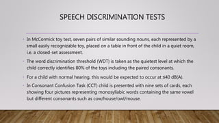 Hearing tests in children | PPTX