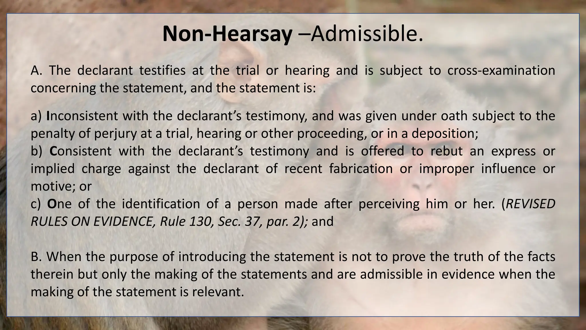 HEARSAY-EVIDENCE POWERPOINT FOR EDUCATIONAL PURPOSES | PPT
