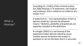 Hearsay in English Law powerpoint | PPTX