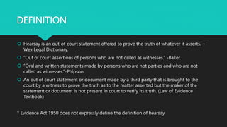 HEARSAY Presentation Law of Evidence Legal | PPTX