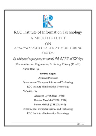Arduino based heartbeat monitoring system. | PDF