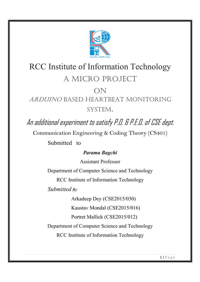 Arduino based heartbeat monitoring system. | PDF