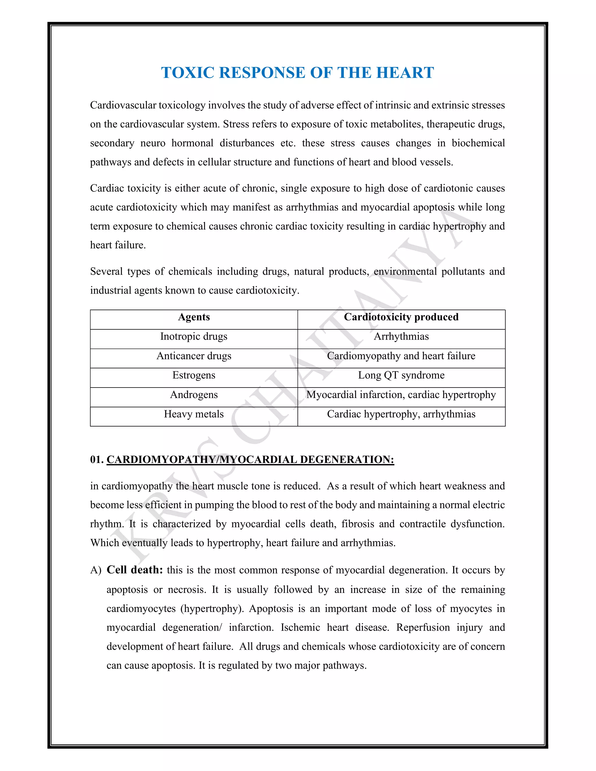 TOXIC RESPONSES OF THE HEART | PDF