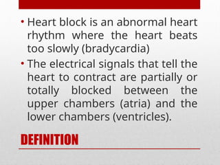 HEART BLOCK - Types and Nursing management..pptx