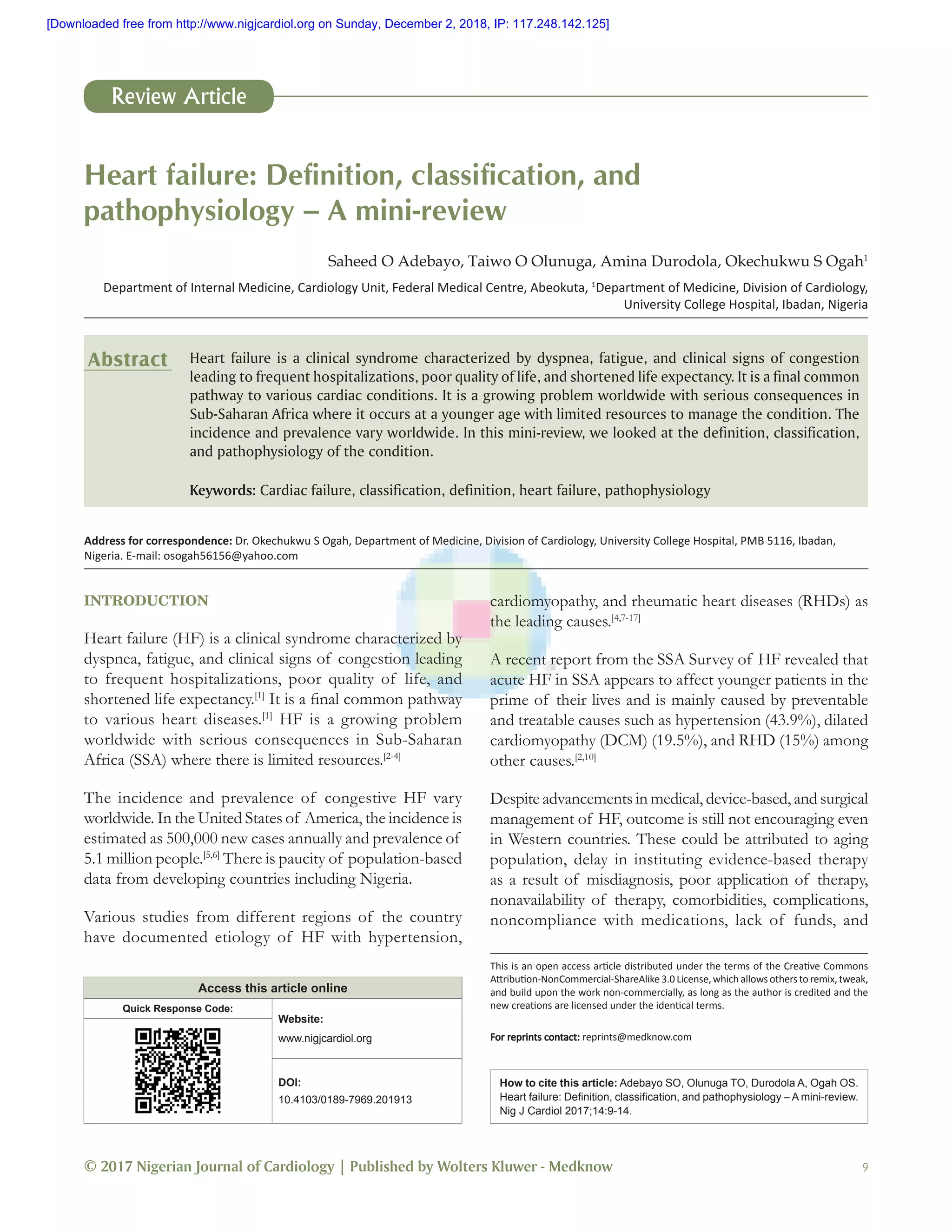 Heart failure definition classification | PDF