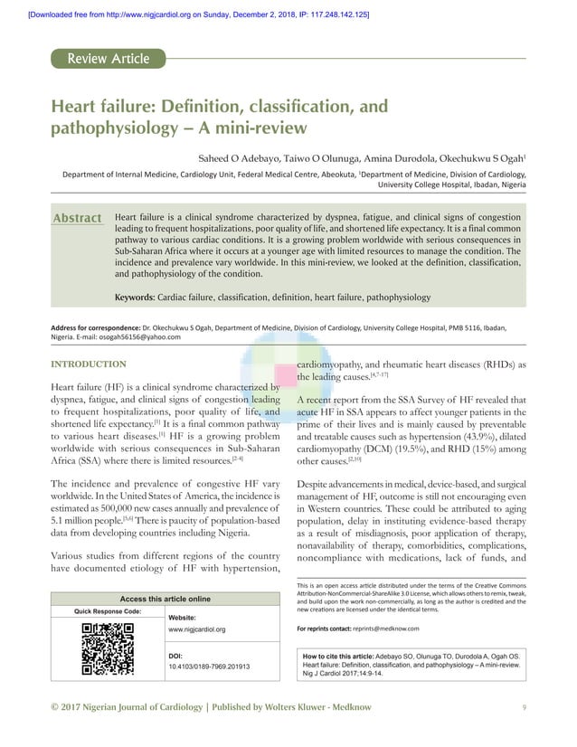Heart failure definition classification | PDF