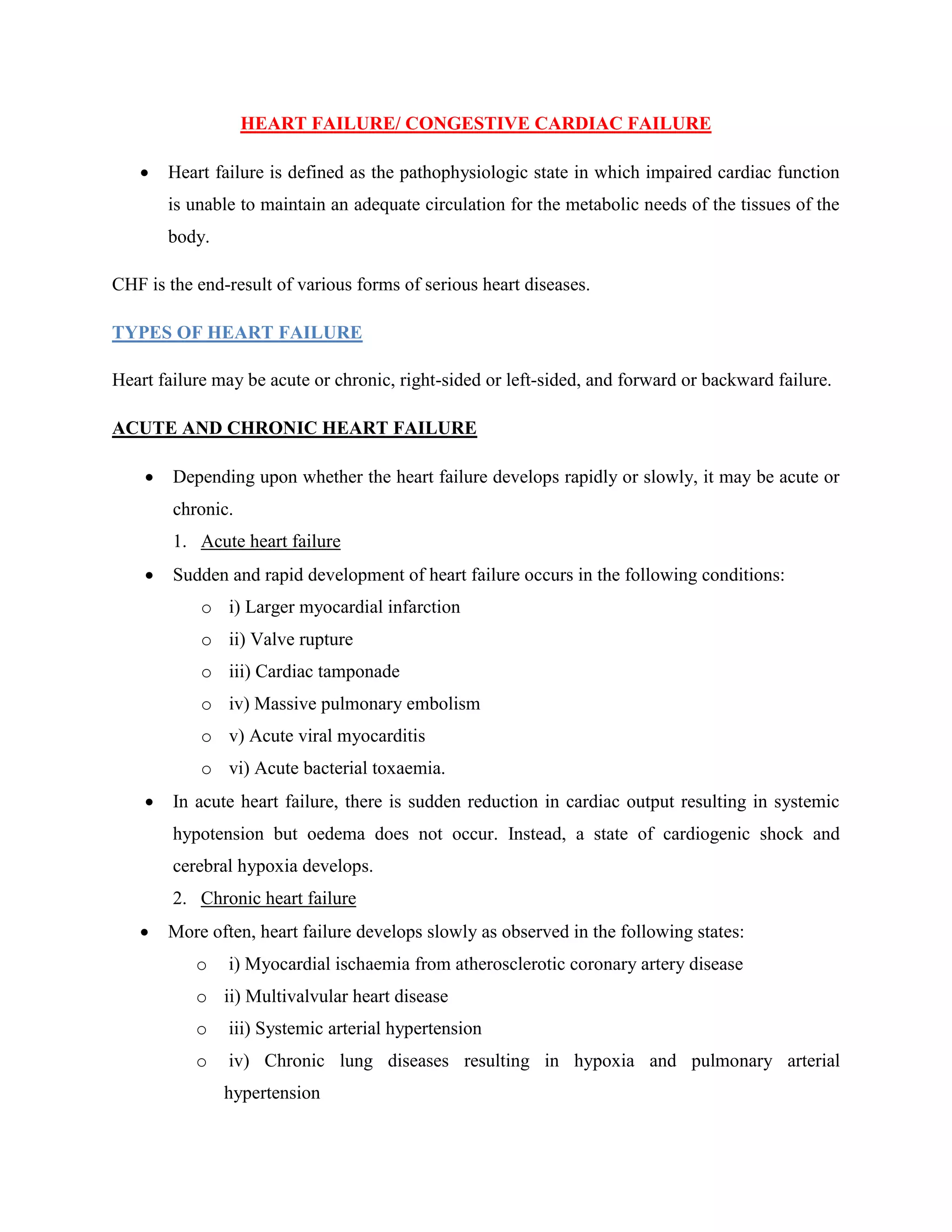 Pathophysiology of Heart failure notes | PDF