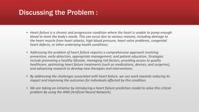 Heart Failure Prediction Model Using ANN.pptx | Heart and ...