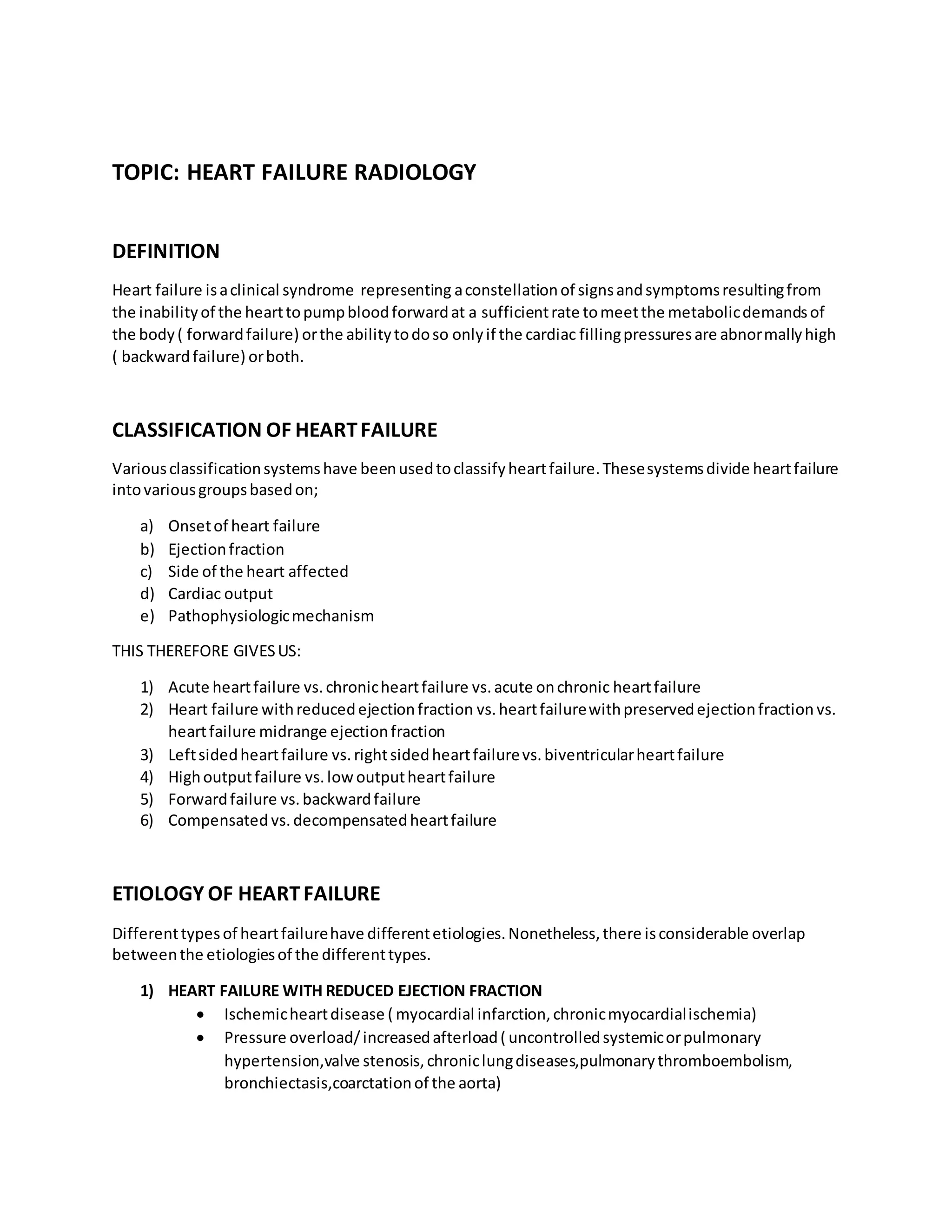Heart failure radiology | DOCX | Heart and Cardiovascular Diseases ...