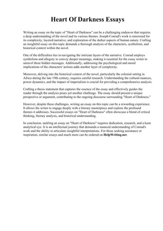 Heart Of Darkness Essays.pdf | Fiction | Books and Literature