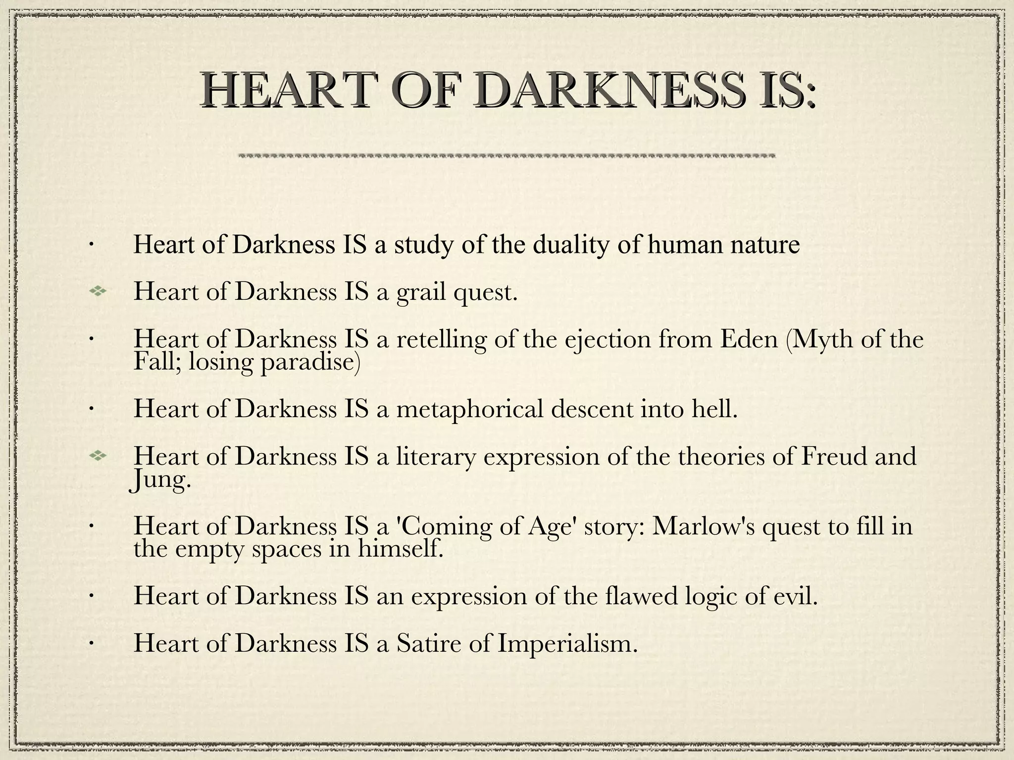 Heart of darkness presentaton 2 | PPT | Fiction | Books and Literature