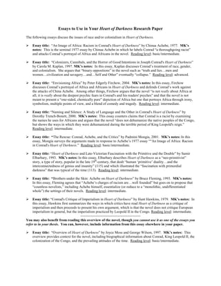 Heart of darkness research paper | PDF