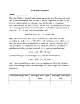 Heart rate assessment | PDF