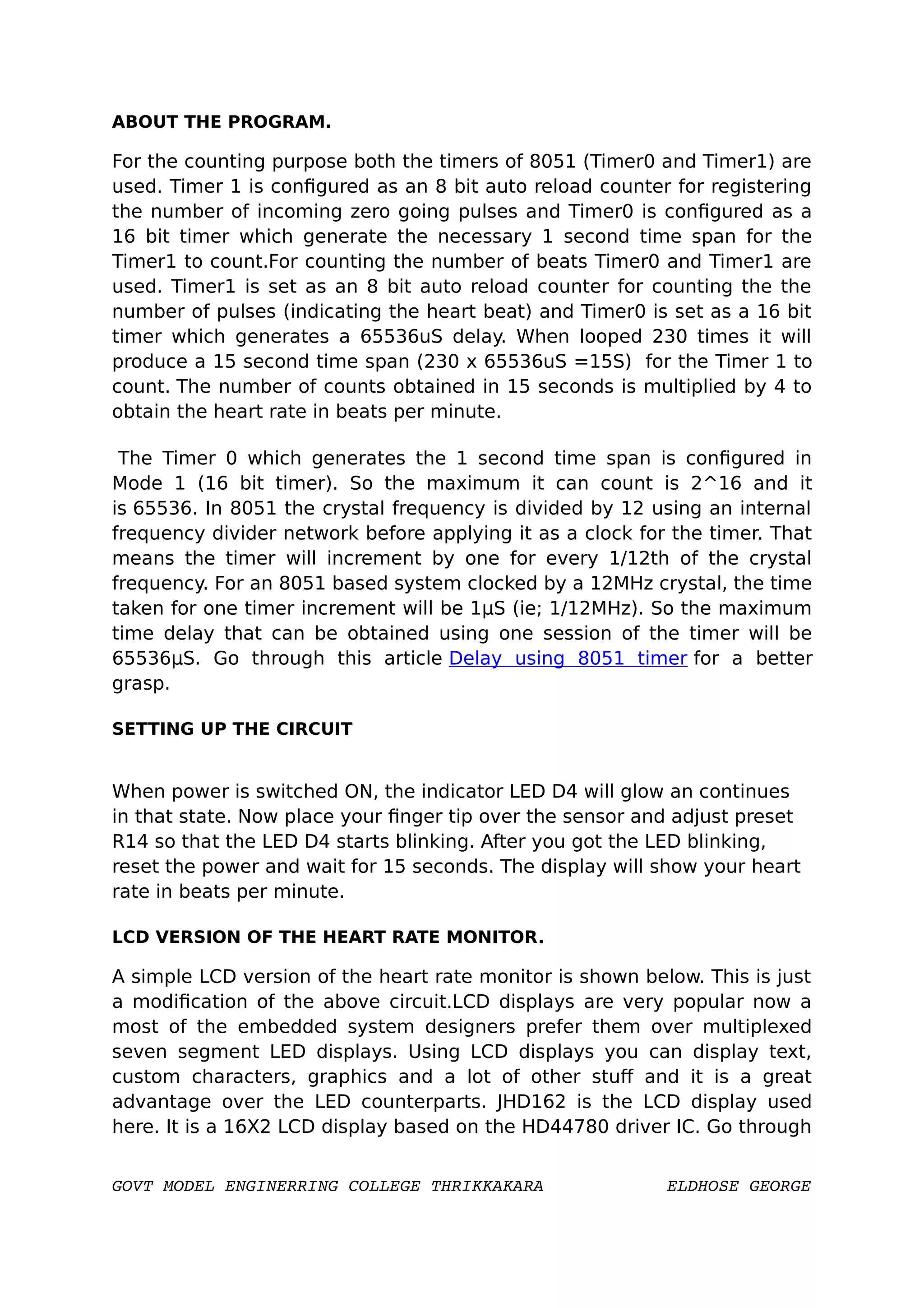 Heart rate monitoring system using 8051 | PDF