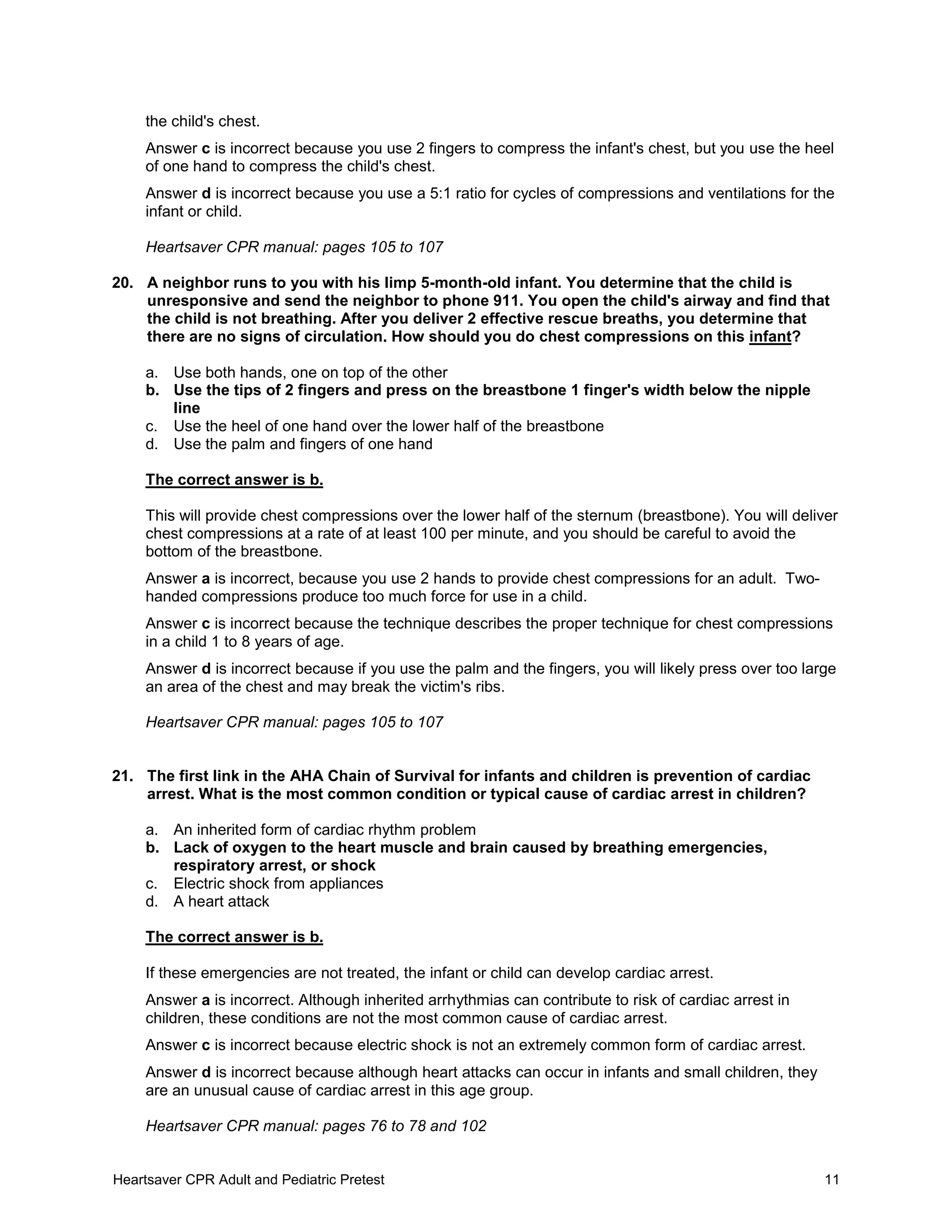 Heartsaver cpr pretest_with_annotated_answer_key | PDF