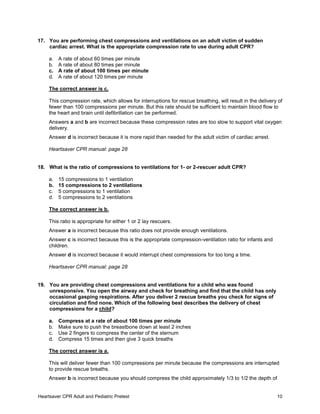 Heartsaver cpr pretest_with_annotated_answer_key | PDF