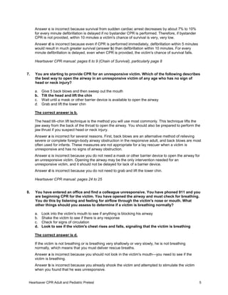 Heartsaver cpr pretest_with_annotated_answer_key | PDF