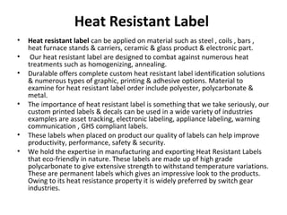 Heat resistant label | PPT