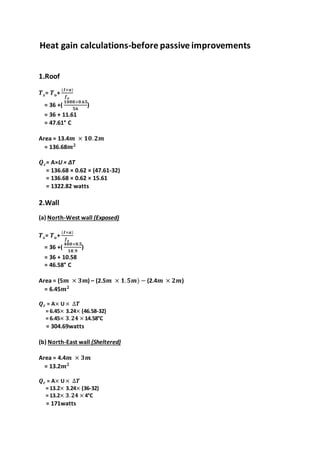 Heat gain-calculations-(Before) | PDF