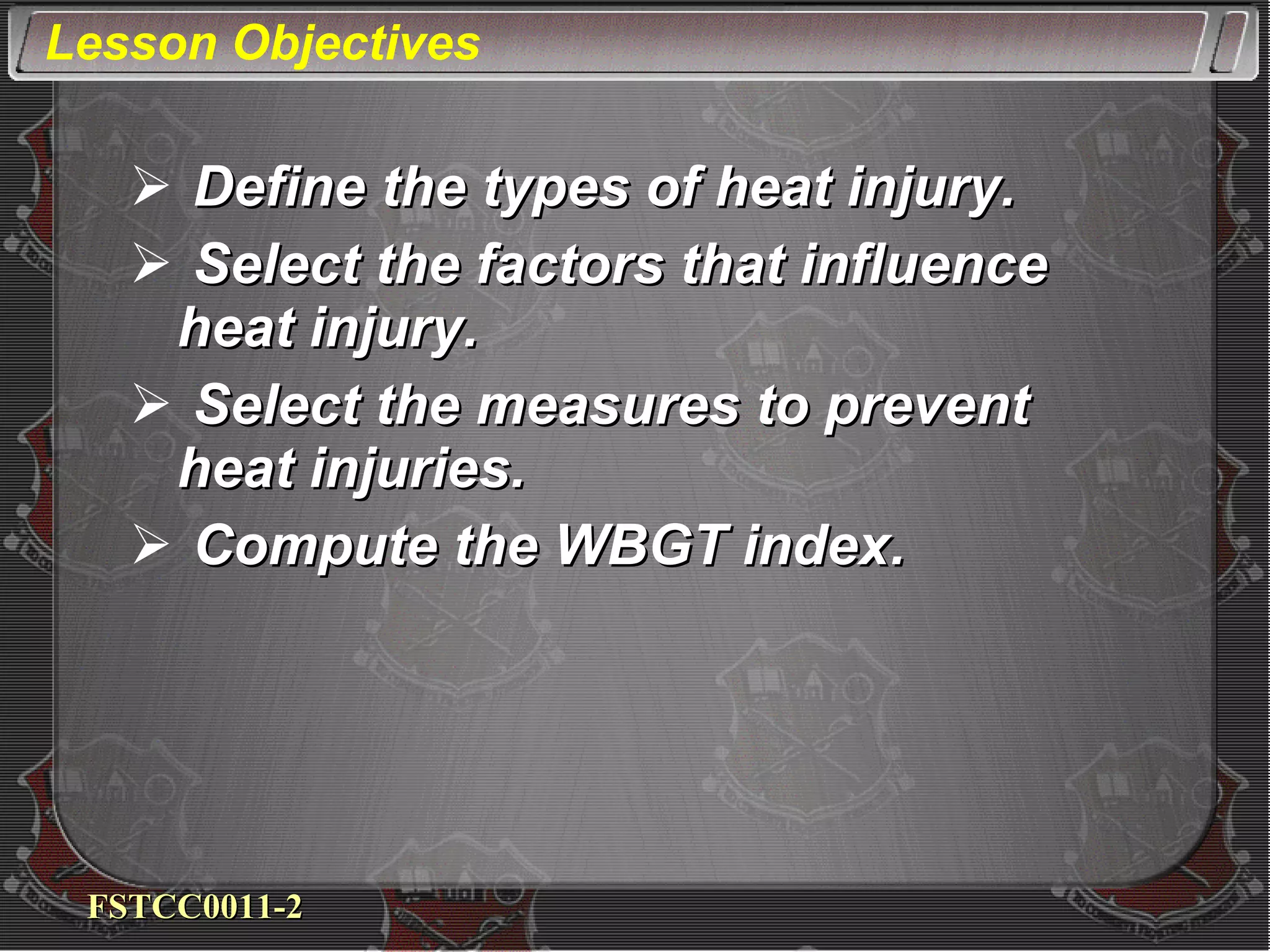 Heat Injury Prevention | PPT