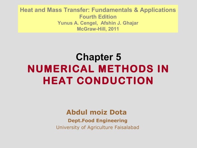 Chapter 5 NUMERICAL METHODS IN HEAT CONDUCTION | PPT | Physics | Science