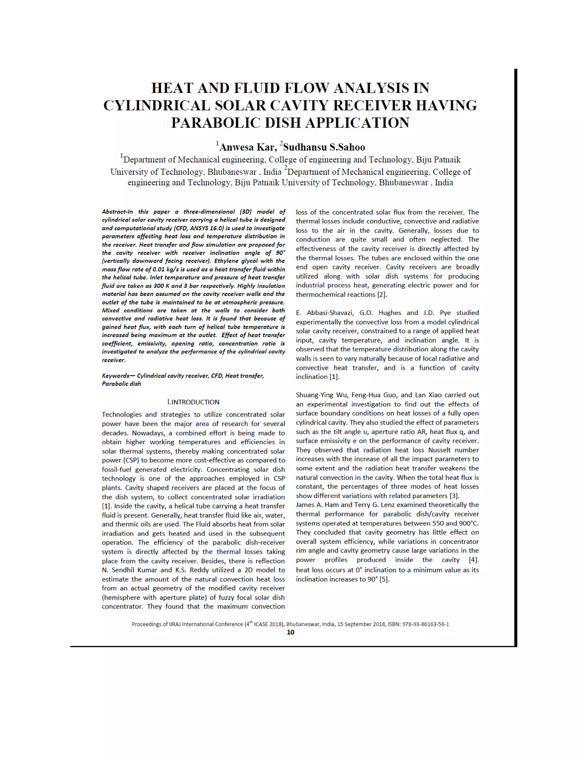 Heat and fluid flow analysis in cylindrical solar cavity receiver ...