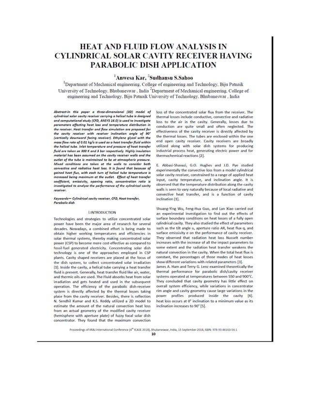 Heat and fluid flow analysis in cylindrical solar cavity receiver ...