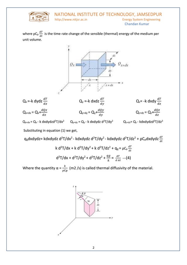 Heat and mass transfer equation; continuity equation; momentum equation ...