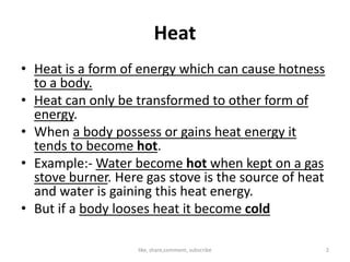 Heat and temperature grade 7 notes | PDF