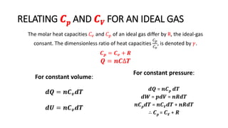 heat capacity of an ideal gas and discussion about details of cp and cv | PDF