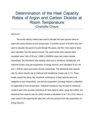 Determination of the heat capacity ratios of argon and carbon dioxide ...