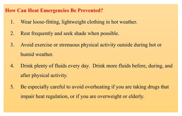 Heat emergencies (ayoub) | PPTX | First Aid | Injuries