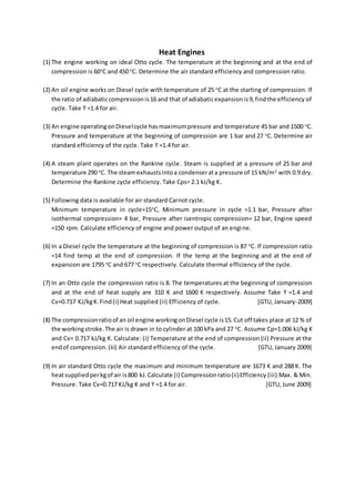 Heat engine numerical data | PDF