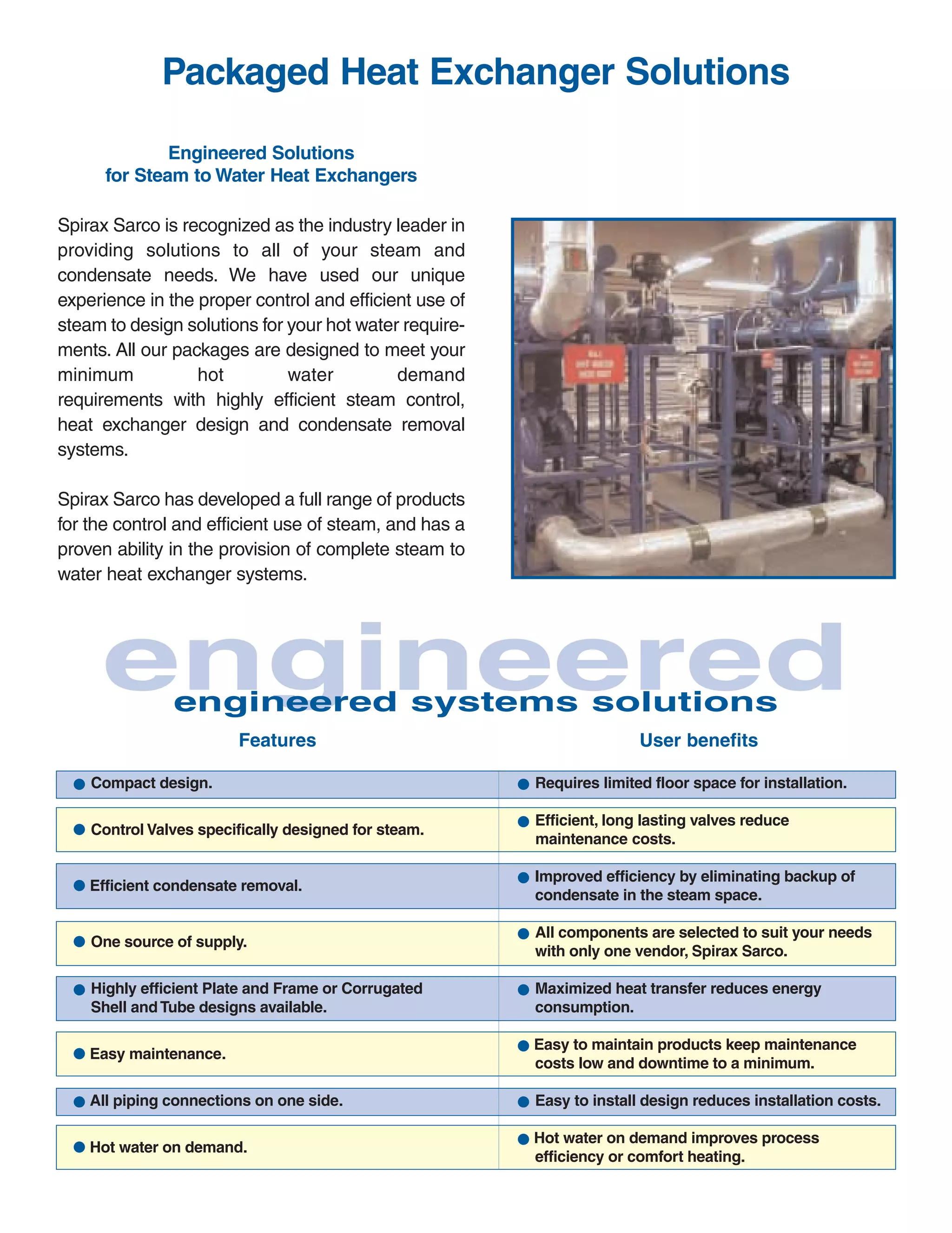 Steam to Water Heat Exchangers for Hot Water on Demand | PDF