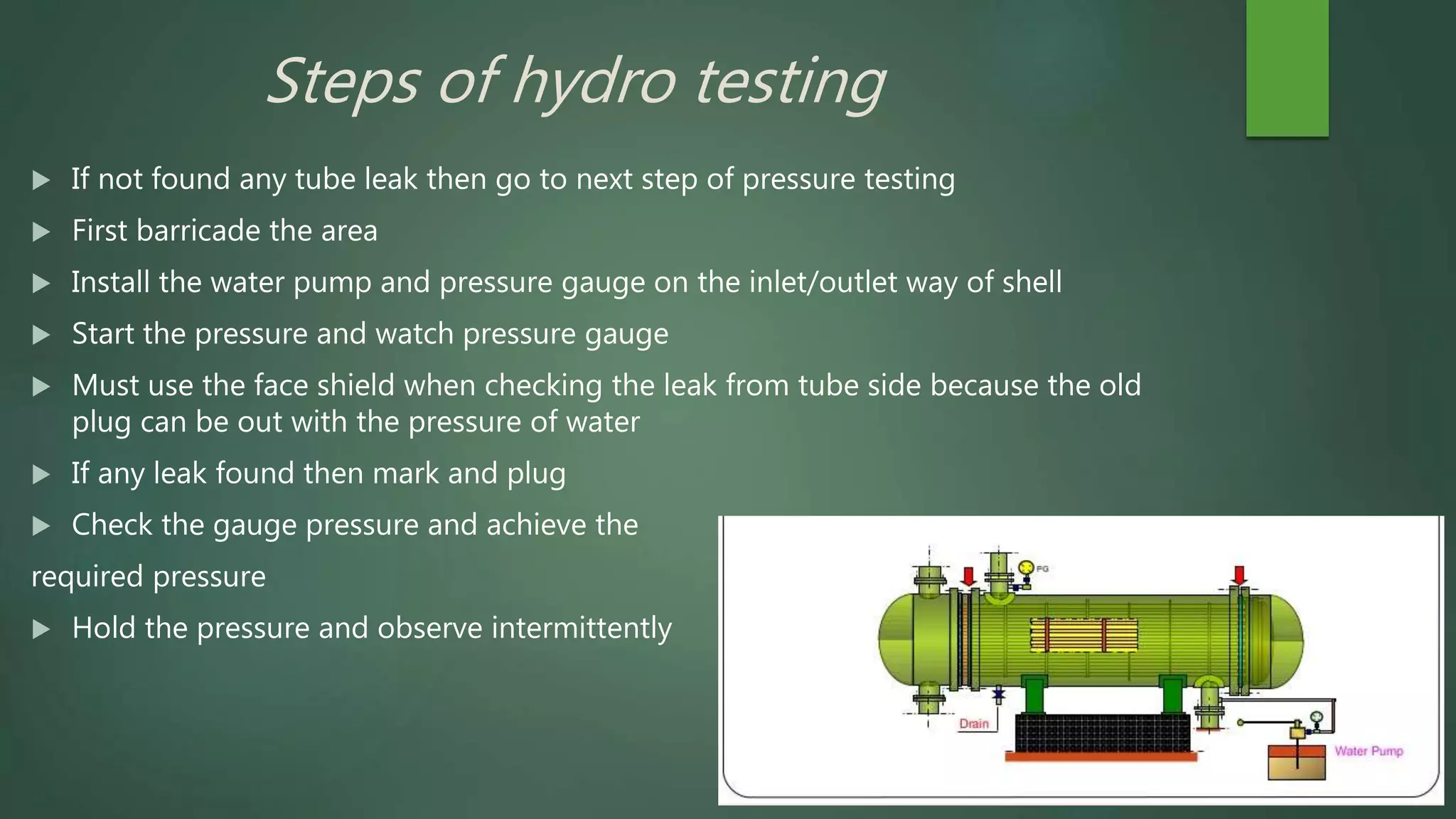 Heat exchanger types and hydro testing | PPTX