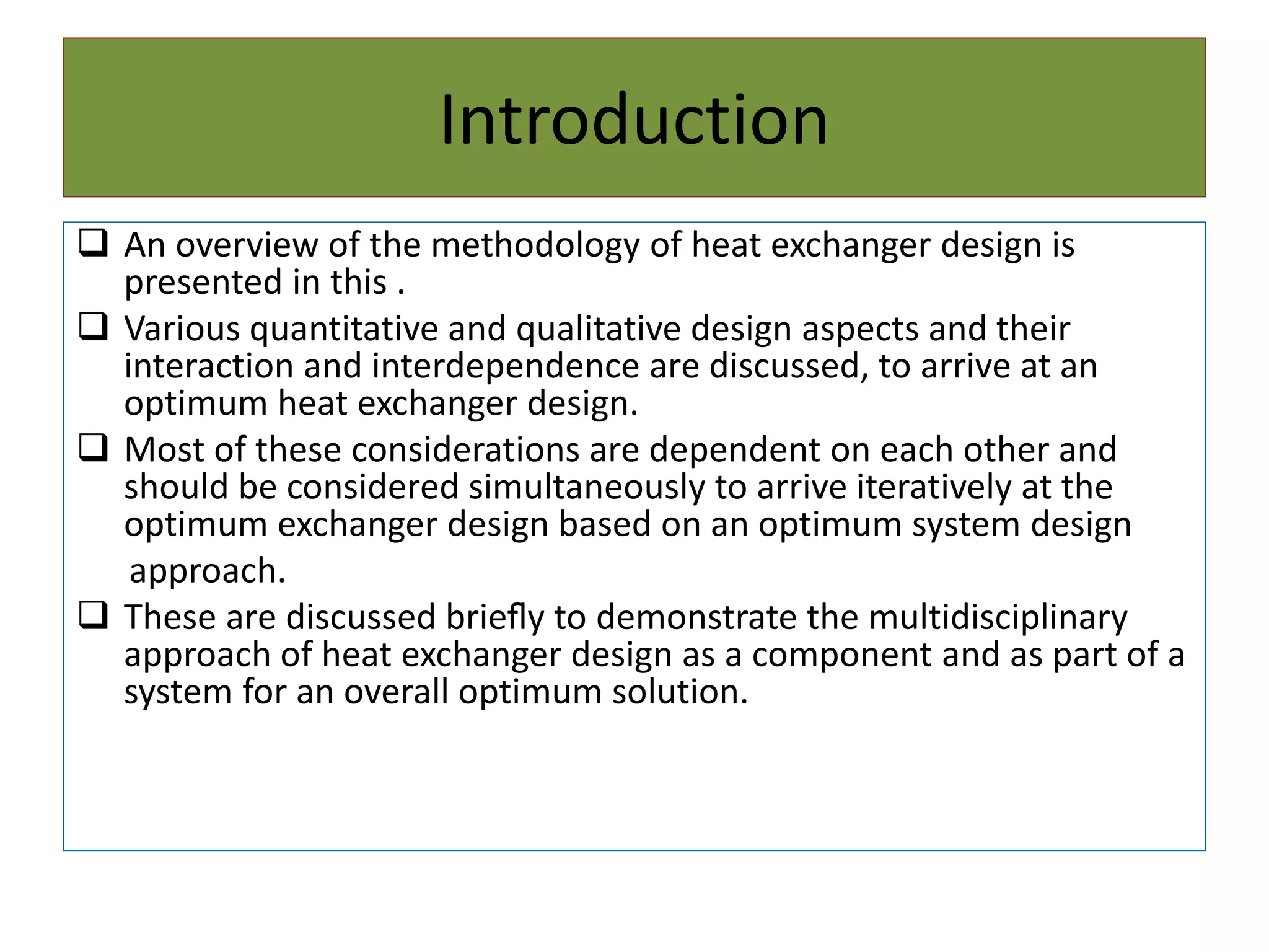 Heat exchanger design. | PPTX