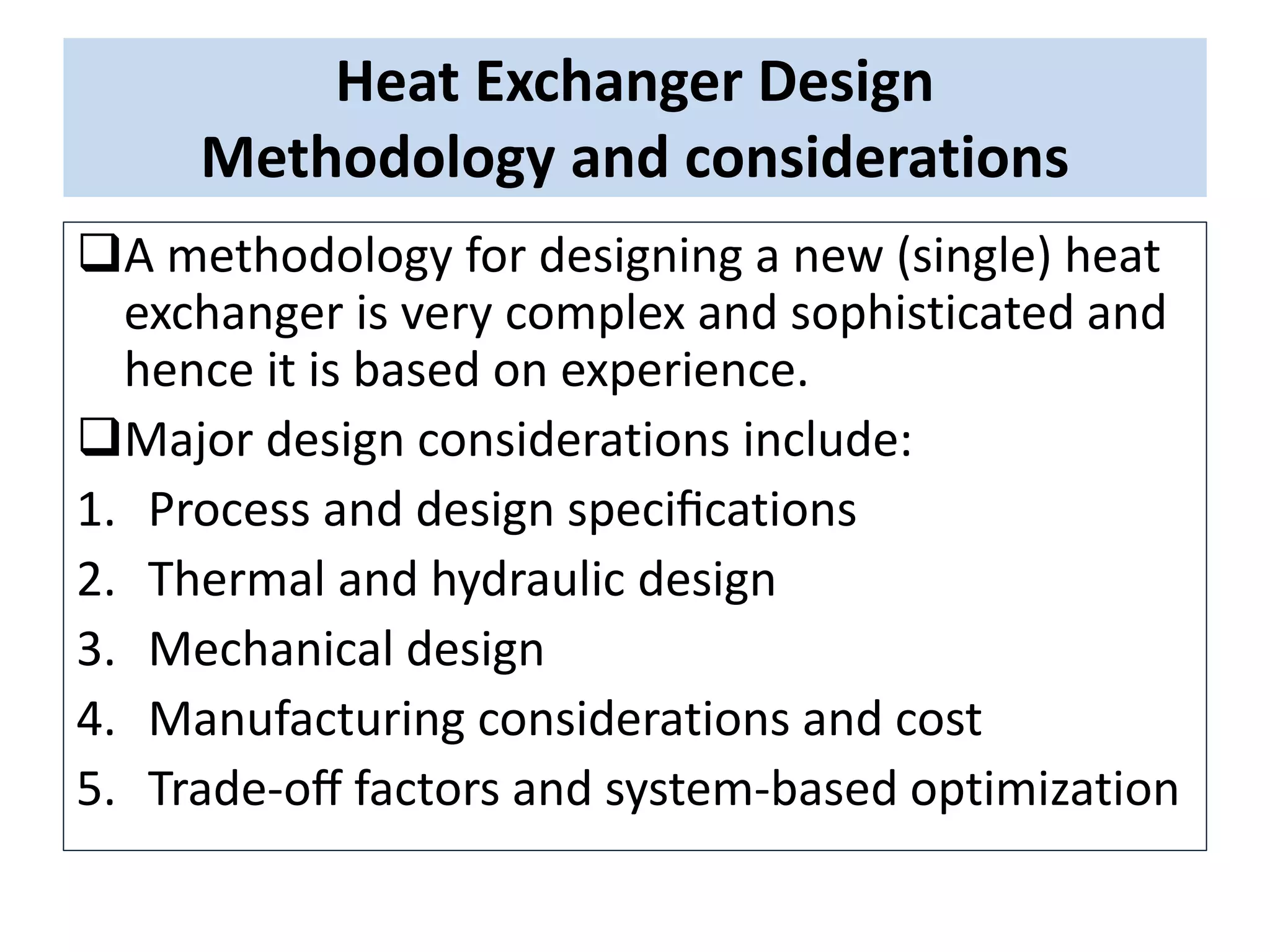 Heat exchanger design. | PPTX