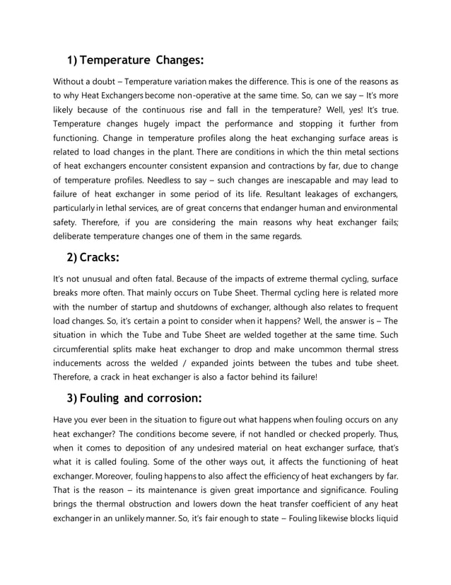 Detailed Explanation of Heat Exchangers Failures | PDF