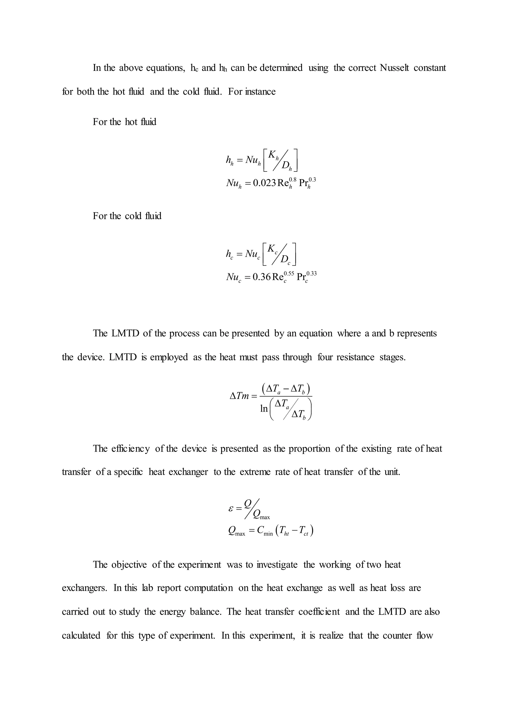 Heat exchanger lab 2 | DOCX