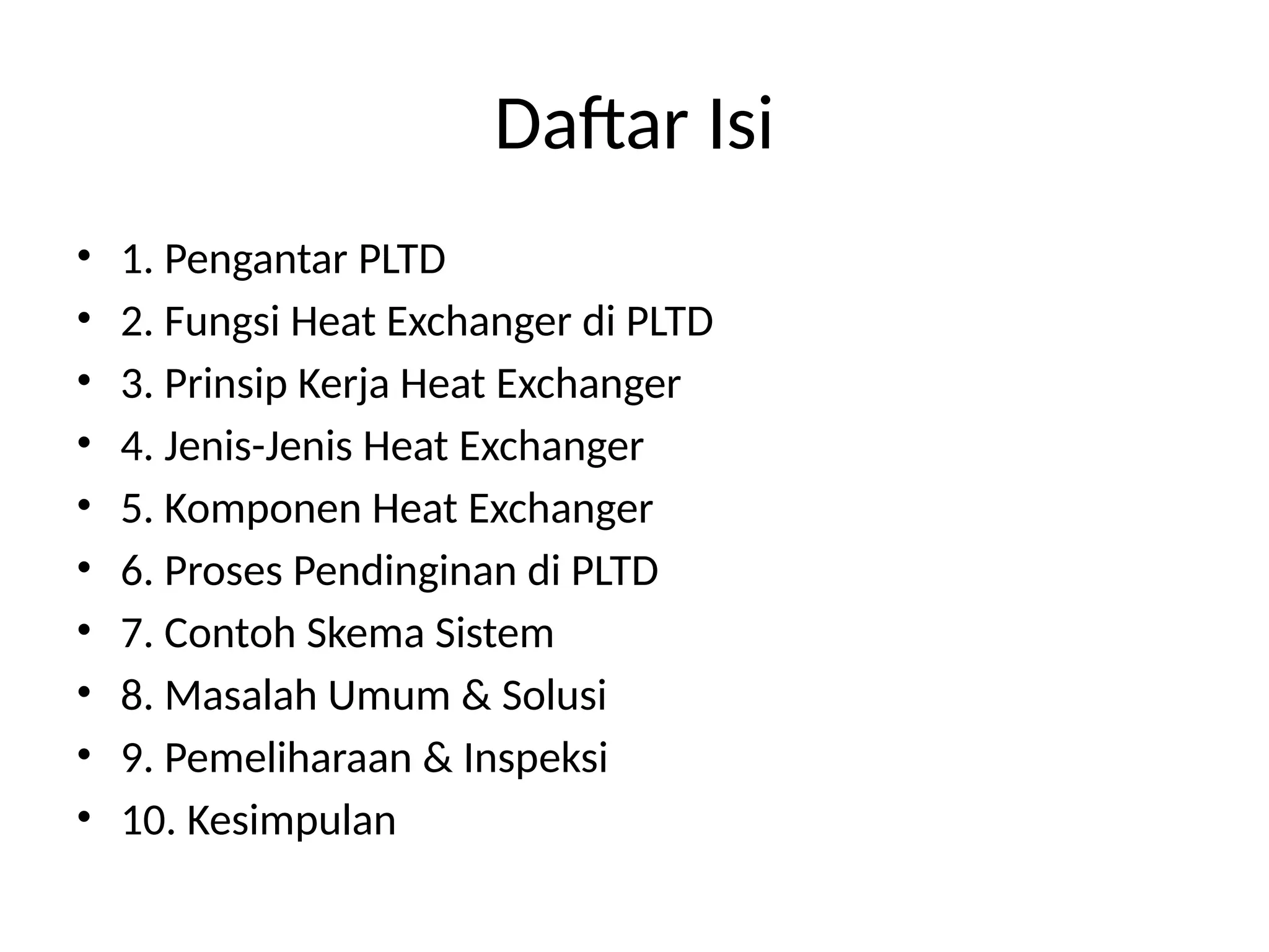 Heat Exchanger PLTD UMUM peran jenis dan pemeliharaan | PPTX