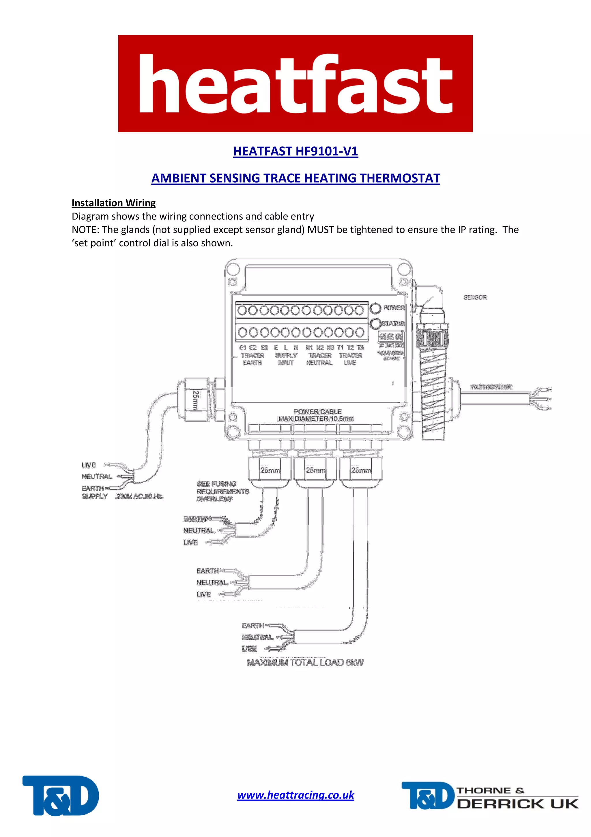 HEATFAST HF9101-v1 Ambient Sensing Heat Tracing Thermostat - Spec Sheet ...