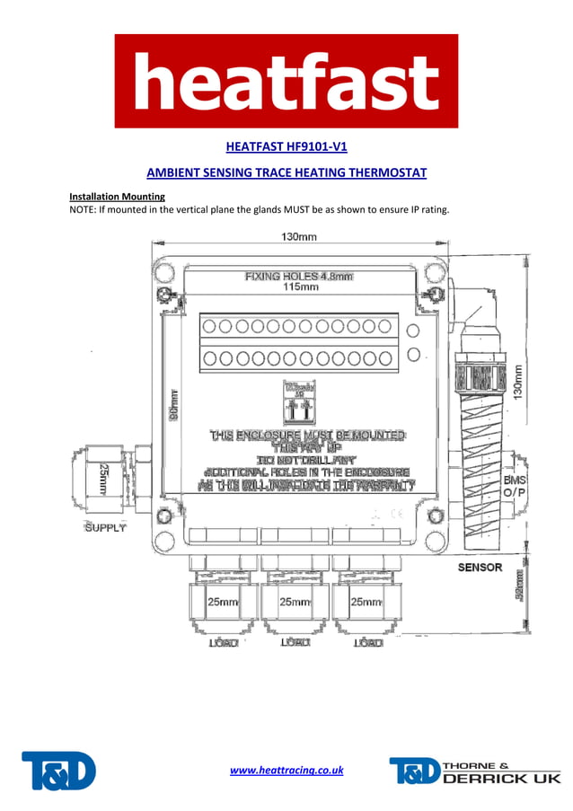 HEATFAST HF9101-v1 Ambient Sensing Heat Tracing Thermostat - Spec Sheet ...
