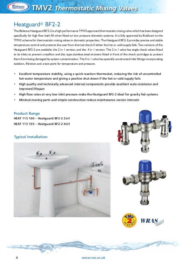 TMV2 Thermostatic Mixing Valves - Reliance Water Controls Brochure