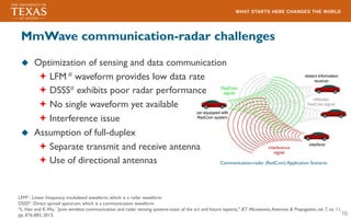 Vehicular mmWave Communication and Joint Communication Radars: Opportunities and Challenges | PPT
